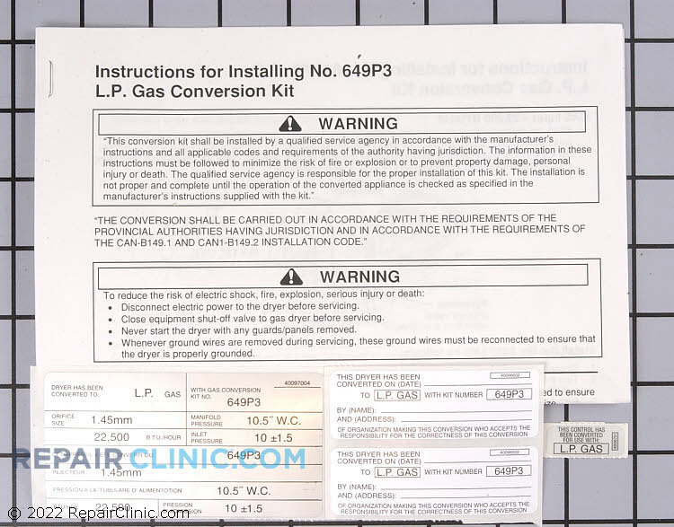 Dryer Conversion Kit - LPK1 | Fast Shipping - Repair Clinic