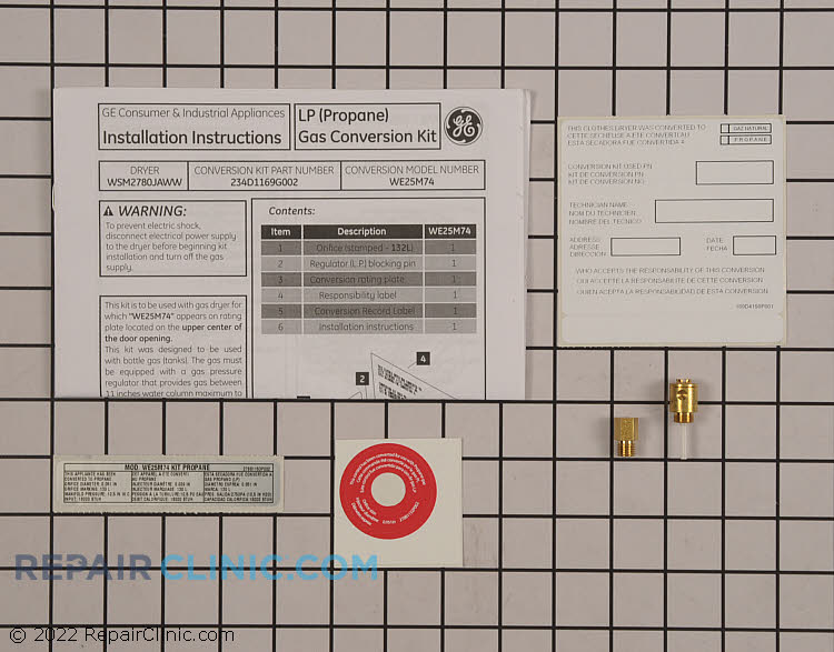 Range/Stove/Oven Conversion Kit WE25M74 | GE Conversion Kit - Repair Clinic