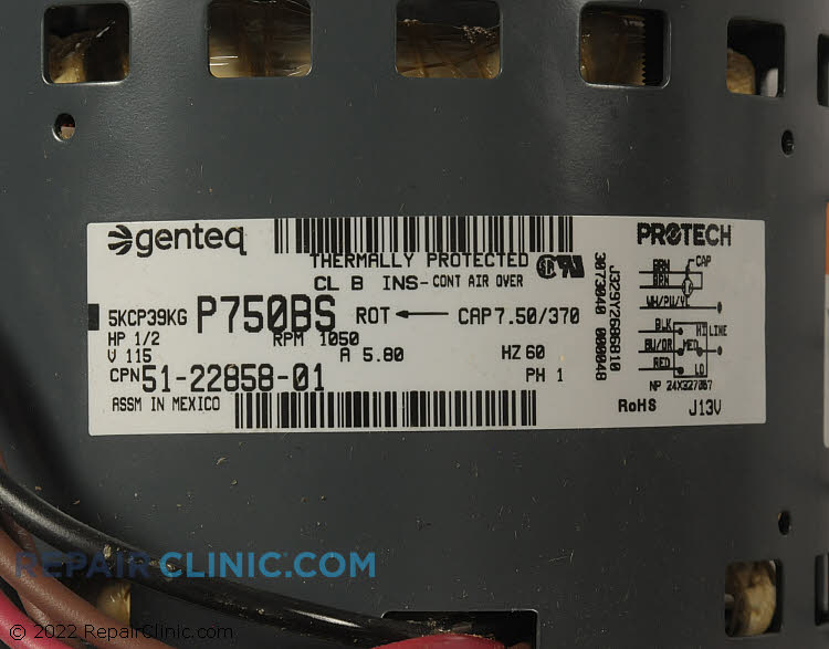 Blower Motor 51-22858-01 | RepairClinic.com