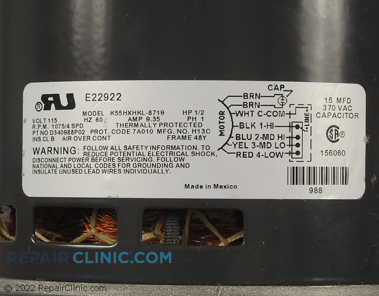 Furnace Blower Motor - MOT18949 | Fast Shipping - Repair Clinic