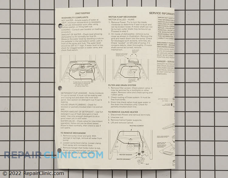 GE Dishwasher Tech Sheet 31-4195 Part | 31-4195 - Repair Clinic
