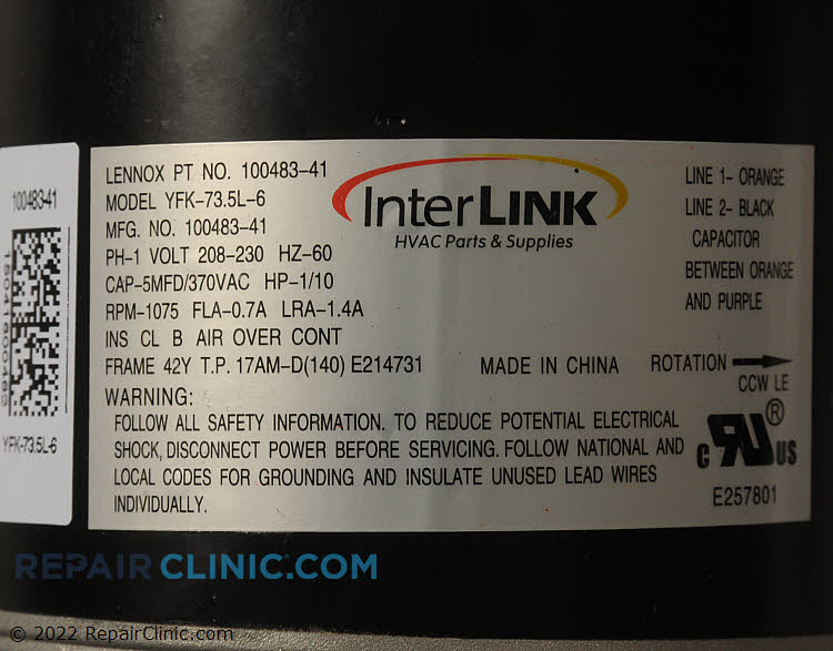 Condenser Fan Motor - 12F49 | Fast Shipping - Repair Clinic