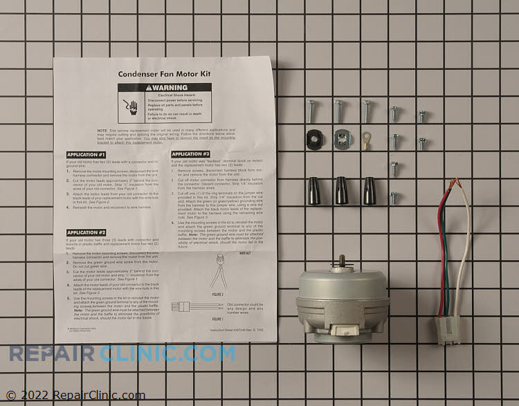 Ice Machine Condenser Fan Motor W10822259 | Whirlpool Condenser Fan ...