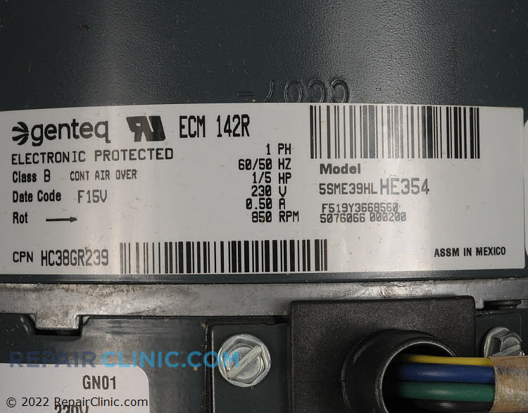 Condenser Fan Motor HC38GR239 | RepairClinic.com