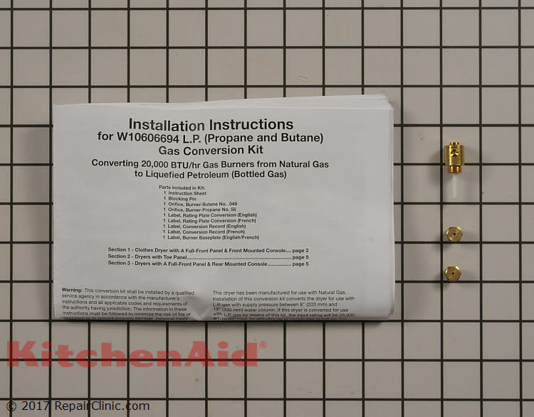 Conversion Kit W11581317 | KitchenAid Replacement Parts