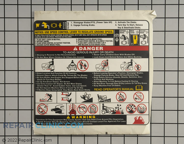 Lawn Mower Label 777S35325 | MTD Label - Repair Clinic