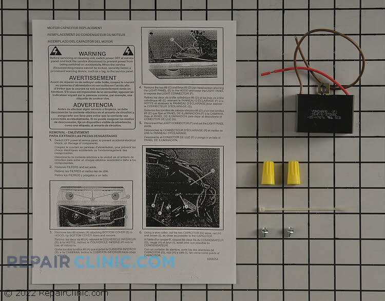 Range Vent Hood Capacitor SR334156 | Broan Capacitor - Repair Clinic