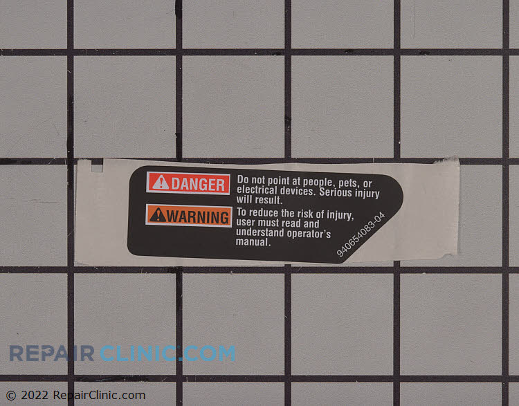 Pressure Washer Label - 940654083 | Fast Shipping - RepairClinic.com