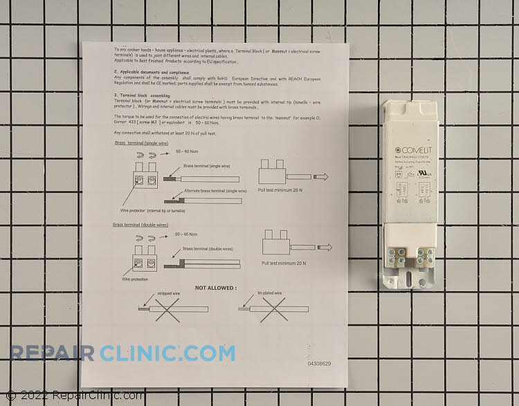 Range Vent Hood Transformer SB02300739 | Broan Transformer - Repair Clinic