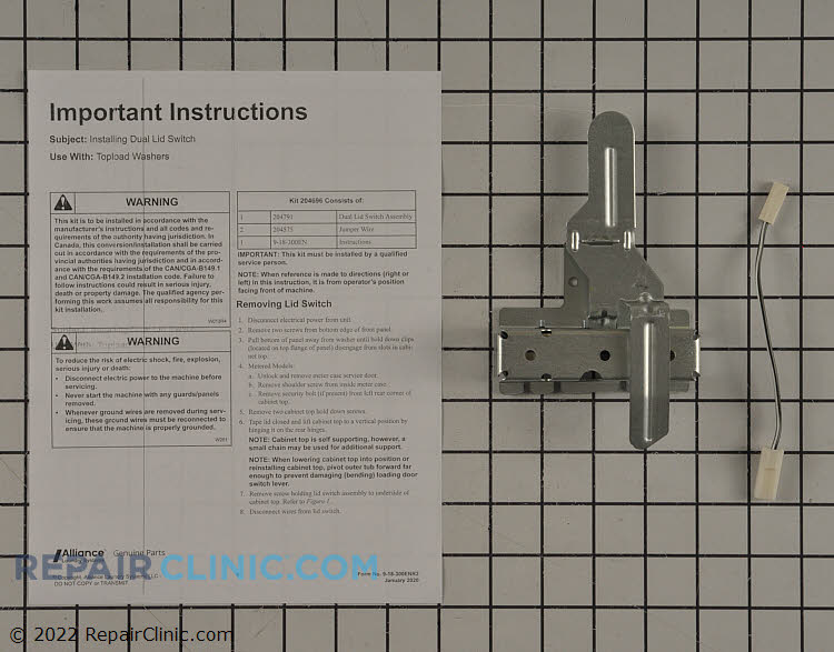 Washing Machine Lid Switch Assembly 204696 | Lid Switch Assembly ...