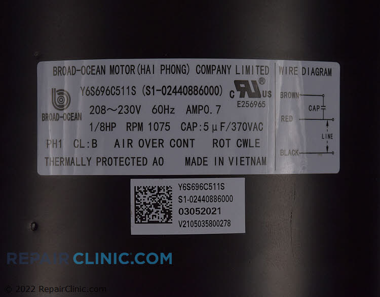 Condenser Fan Motor - S1-02440886000 | Fast Shipping - Repair Clinic